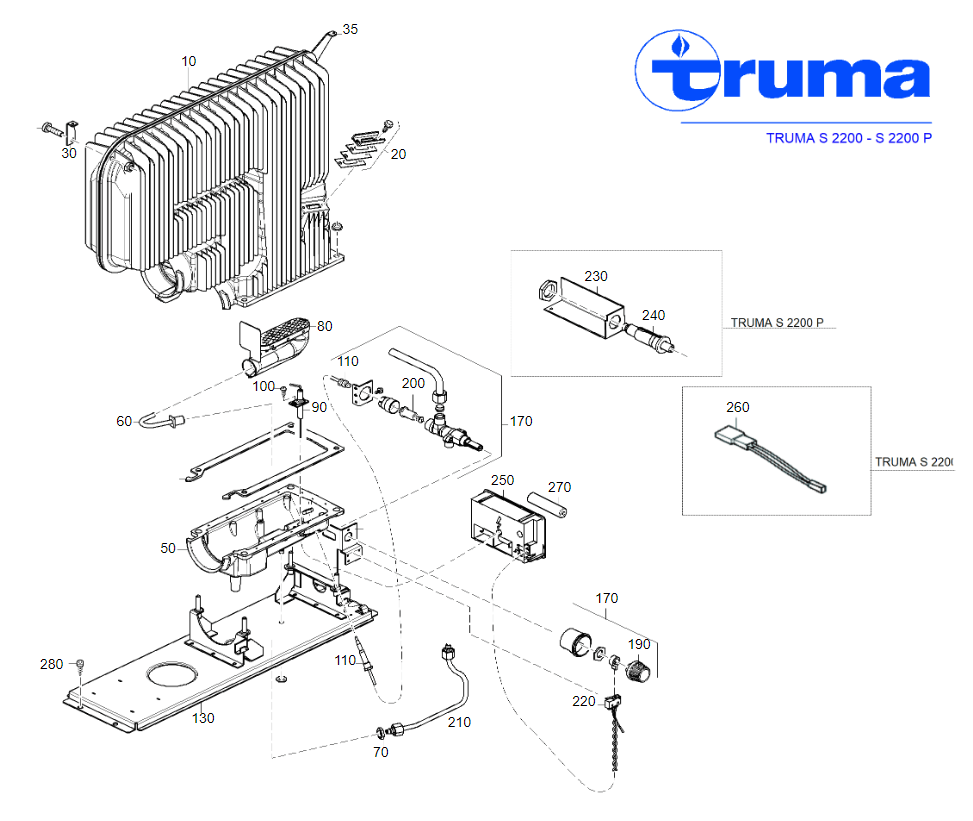 Ricambi interno stufa Truma S 2200 - S 2200 P